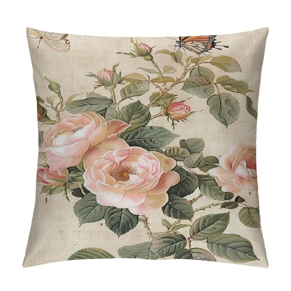 JEUXUS Vintage Rose Coquette Rustic Pink Rose Pink Vintage Pillow Case ...