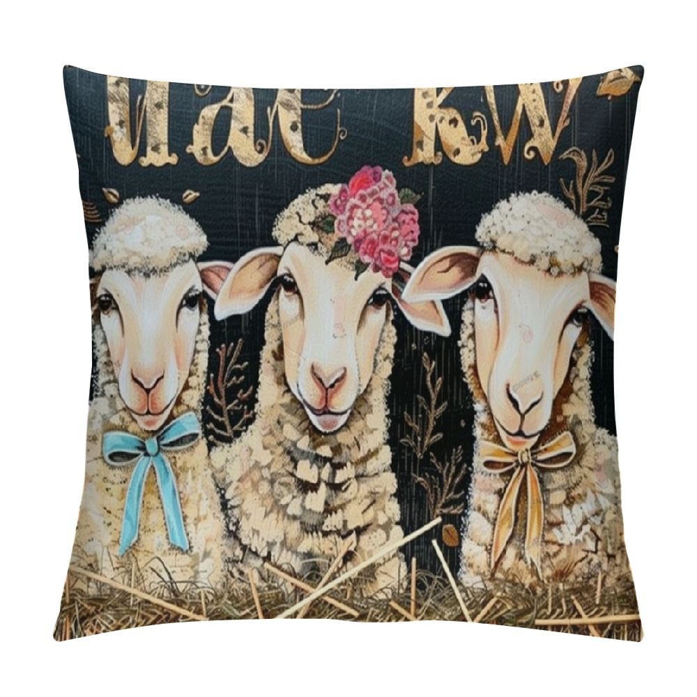 JEUXUS Vintage Sheep Gifts Farm Animals Sheep Decor Zipper Closure ...