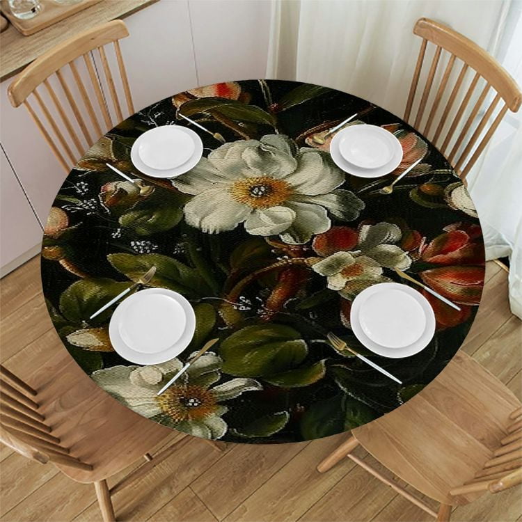 JEUXUS Vintage Still Life Retro Floral Tulips Tablecloths White ...