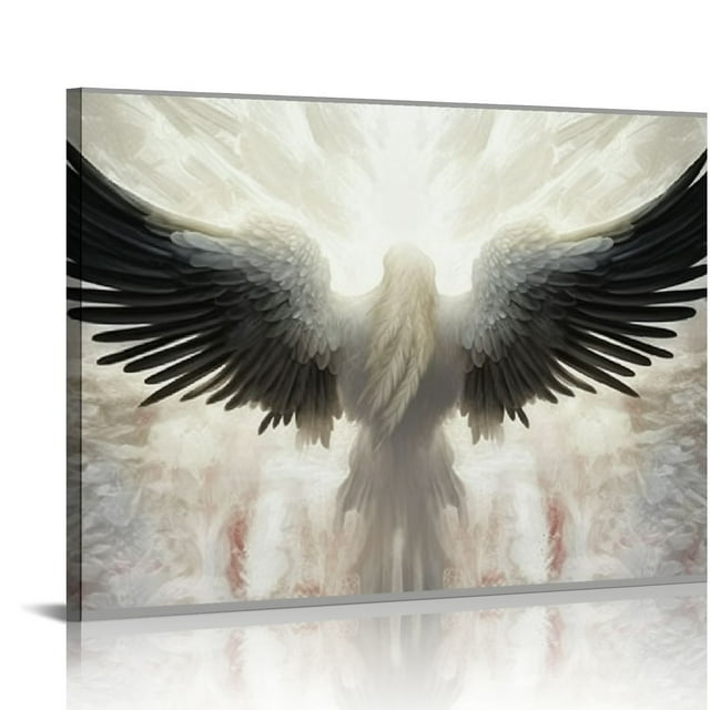 JEUXUS Vintage Wall Art White Angel Wings Posters and Print Canvas ...