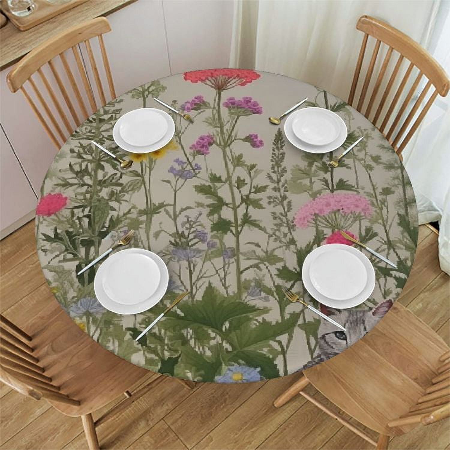 JEUXUS Vintage Wildflower Tablecloth Retro Flower Plant Herb Table ...