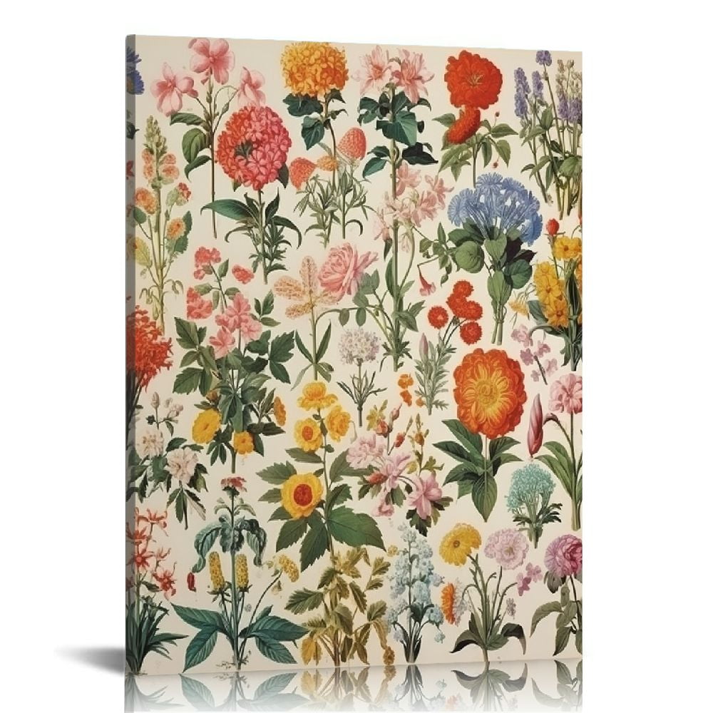 JEUXUS Vintage Wildflowers Poster Botanical Wall Art Prints Colorful ...