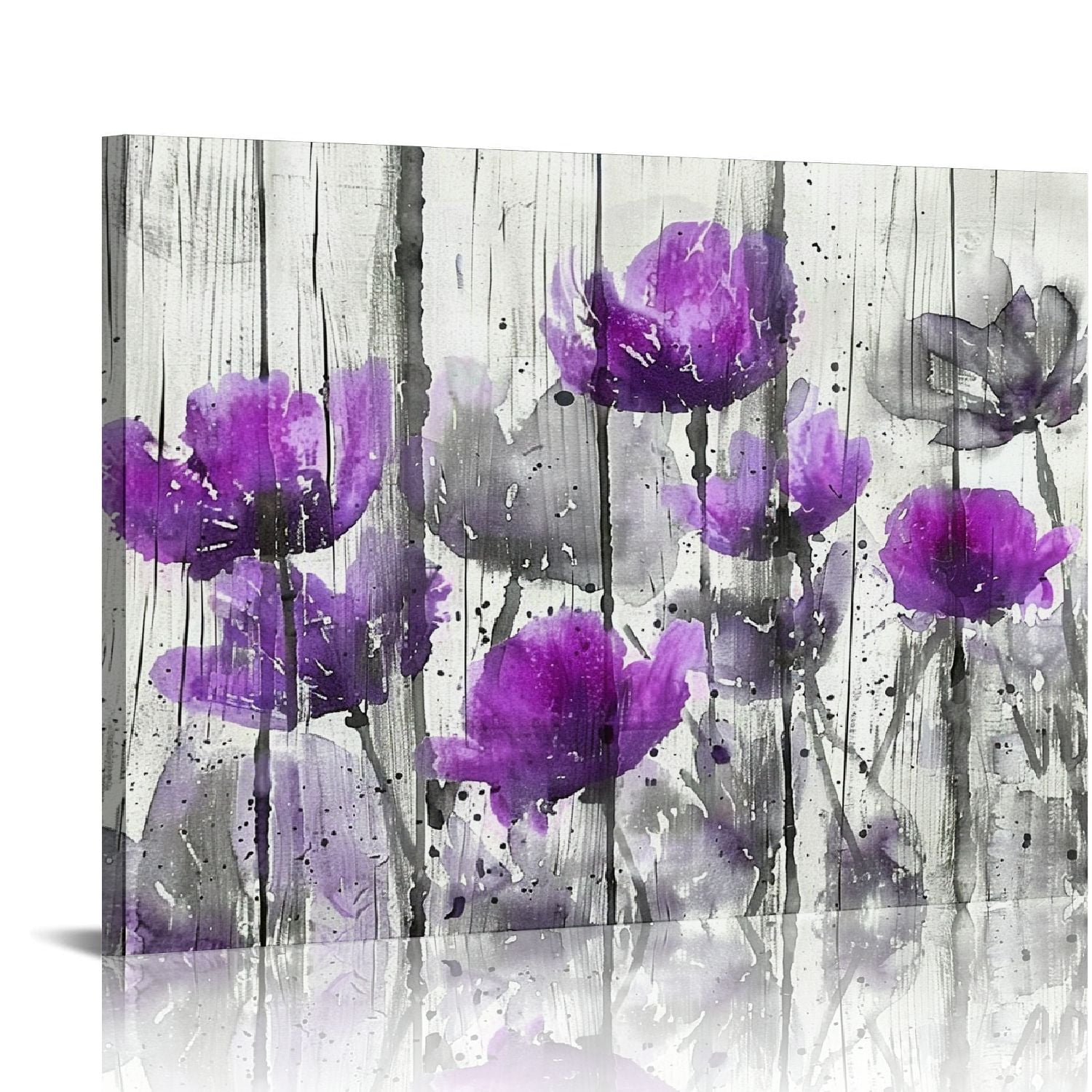 JEUXUS Wall Art for Bedroom abstract Purple Flower Canvas Print Wall Art Painting for Living ...