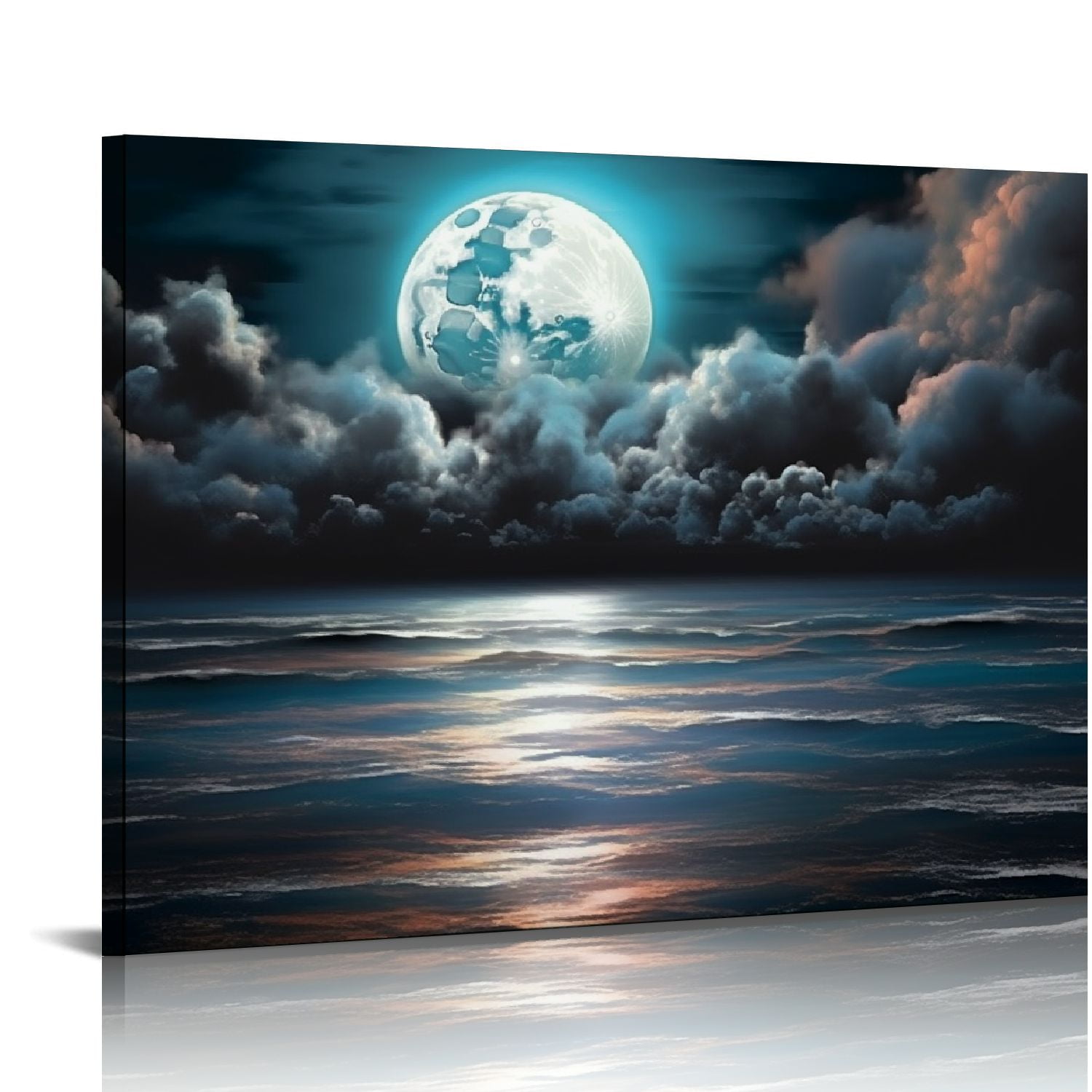 JEUXUS Wall Art Moon Sea Ocean Landscape Picture Canvas Wall Art Print ...