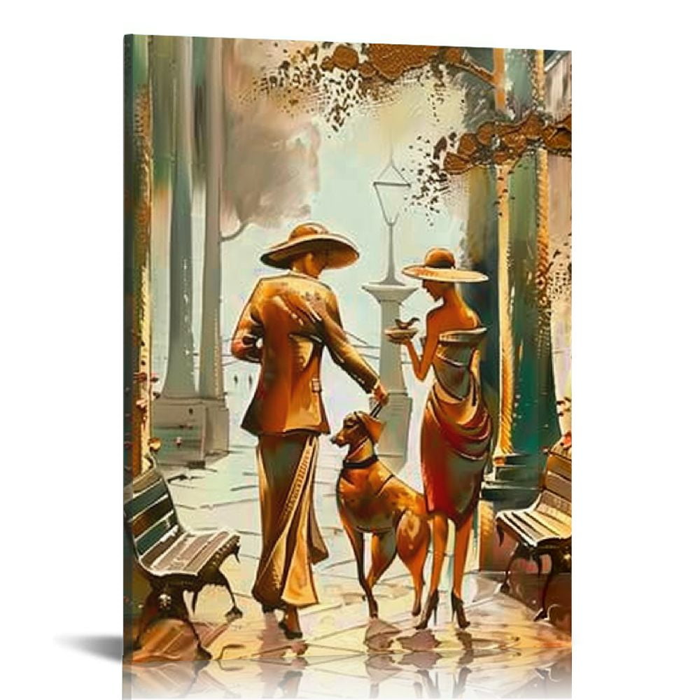 JEUXUS Wall Art Pictures Romantic Couple Painting Wall Canvas Abstract Lovers Posters and Prints ...