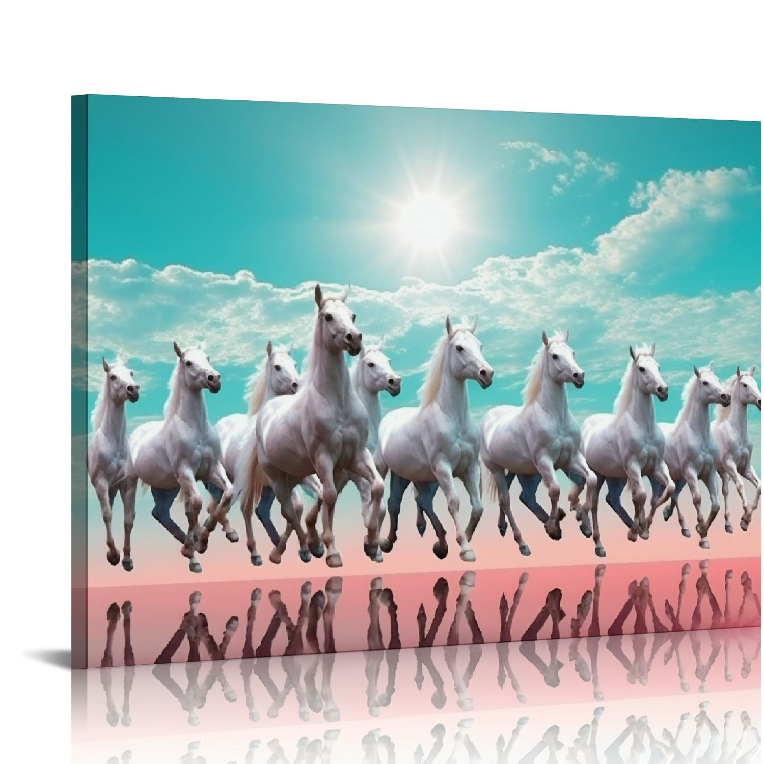 JEUXUS Wall Art horse pictures wall decor Seven Lucky Horses horse wall ...