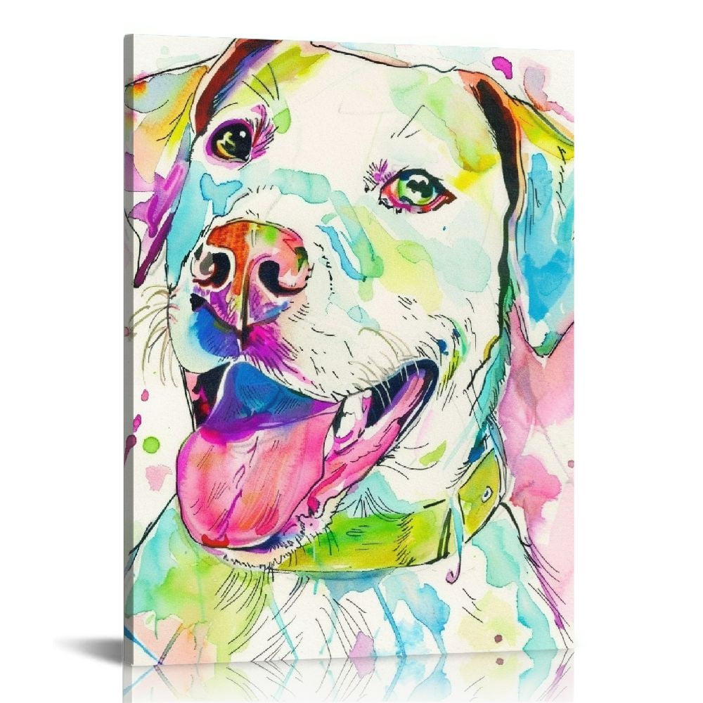 JEUXUS Watercolor Dog Canvas Wall Art Prints,Watercolor Dog Art Canvas ...