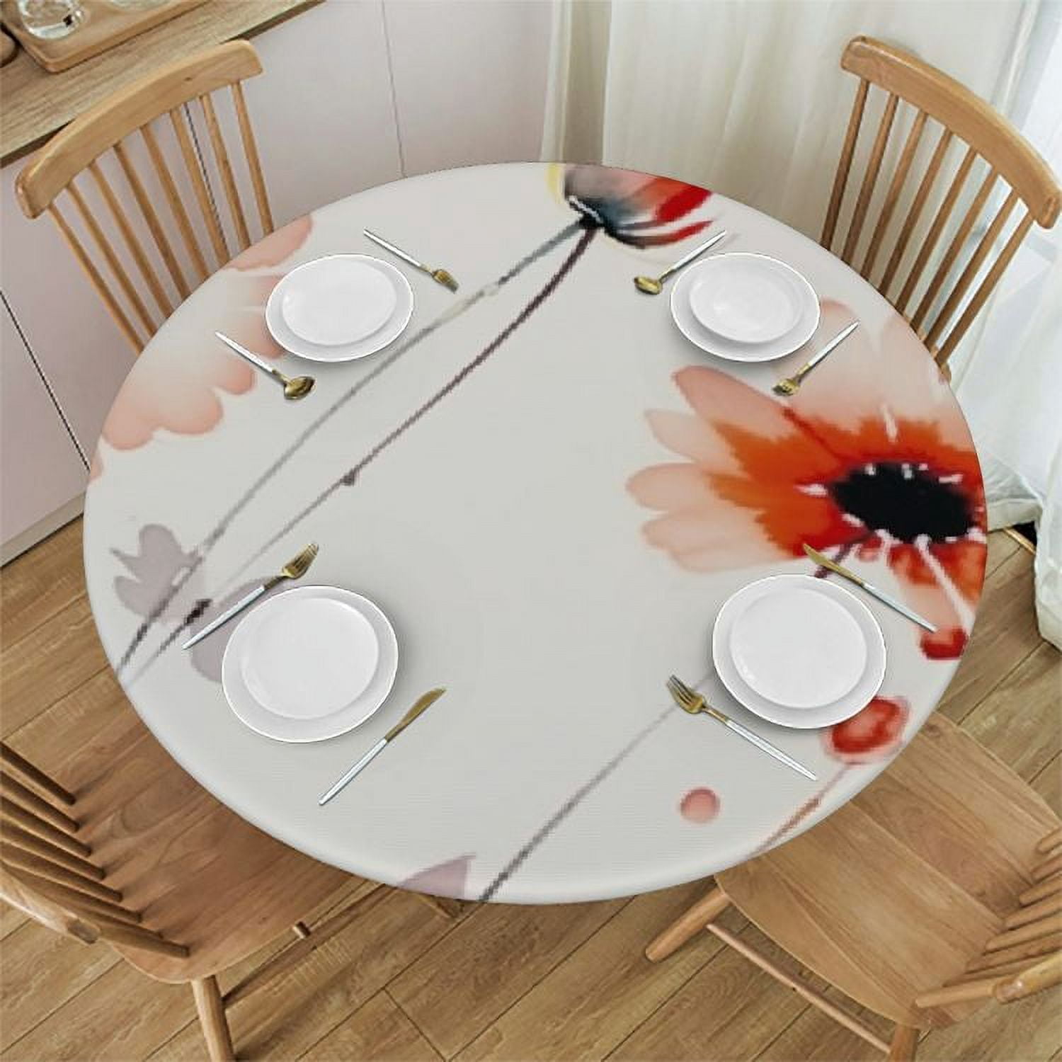 JEUXUS Watercolor Flowers Round Table cover Color Paintings Table Cloth ...