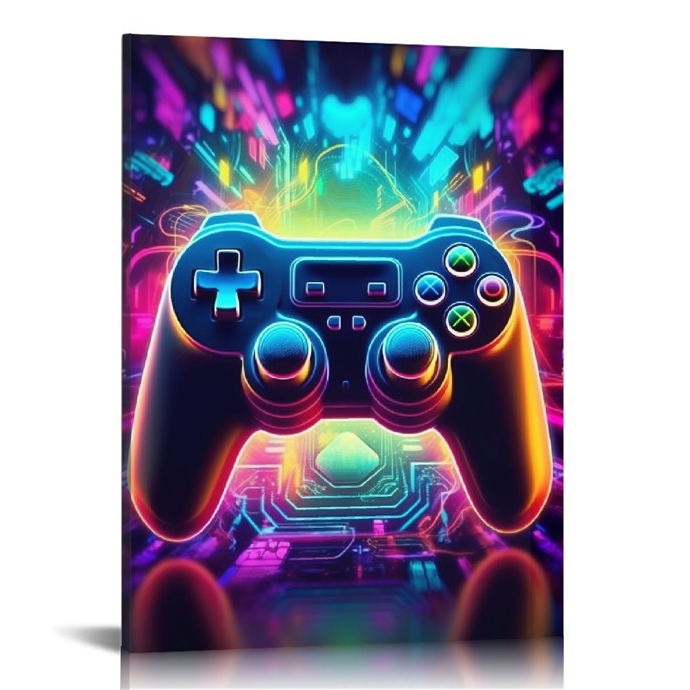 JEUXUS Watercolor Gaming Controller Wall Art Prints Game Wall Decor ...