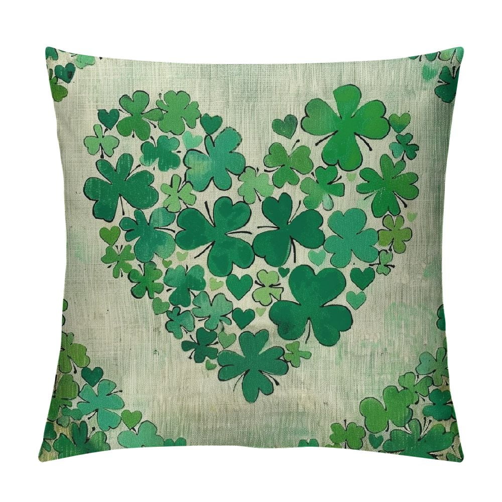 JEUXUS Watercolor Lucky Clover Throw Pillow Cover, St Patricks Day ...