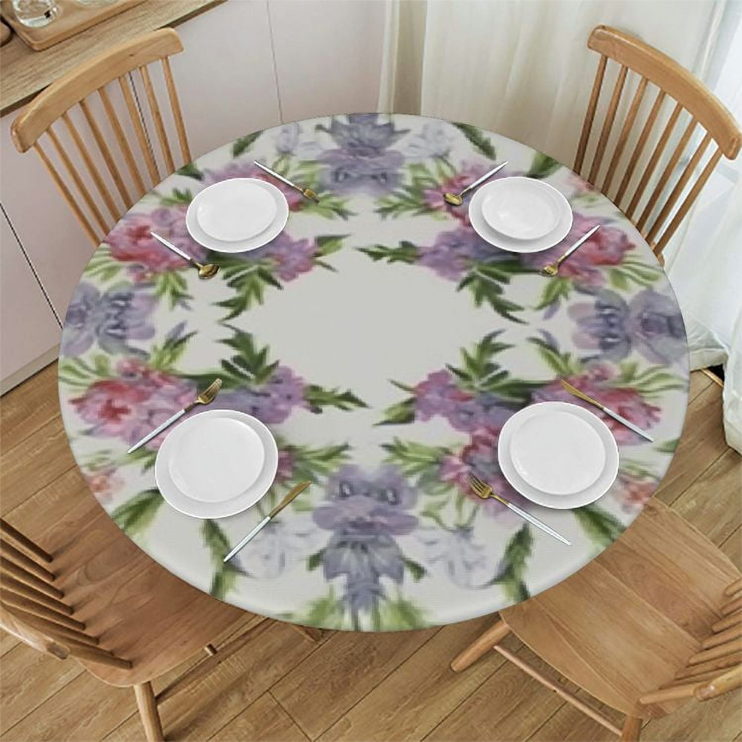 JEUXUS Watercolor Purple Hydrangea Round Tablecloth Spring Summer Lilac ...