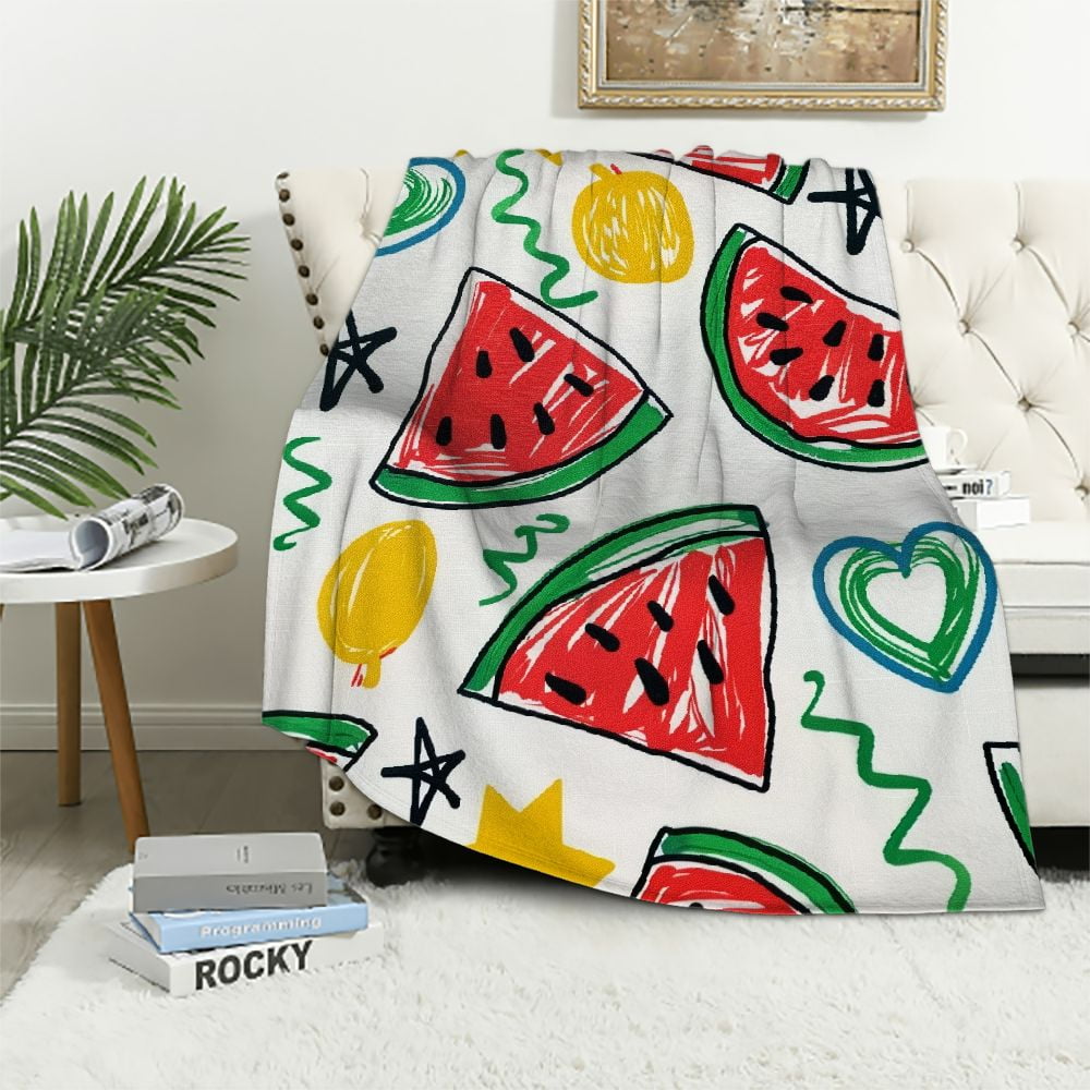 JEUXUS Watermelon Pineapple Throw Blankets Cute Summer Fruits Themed ...