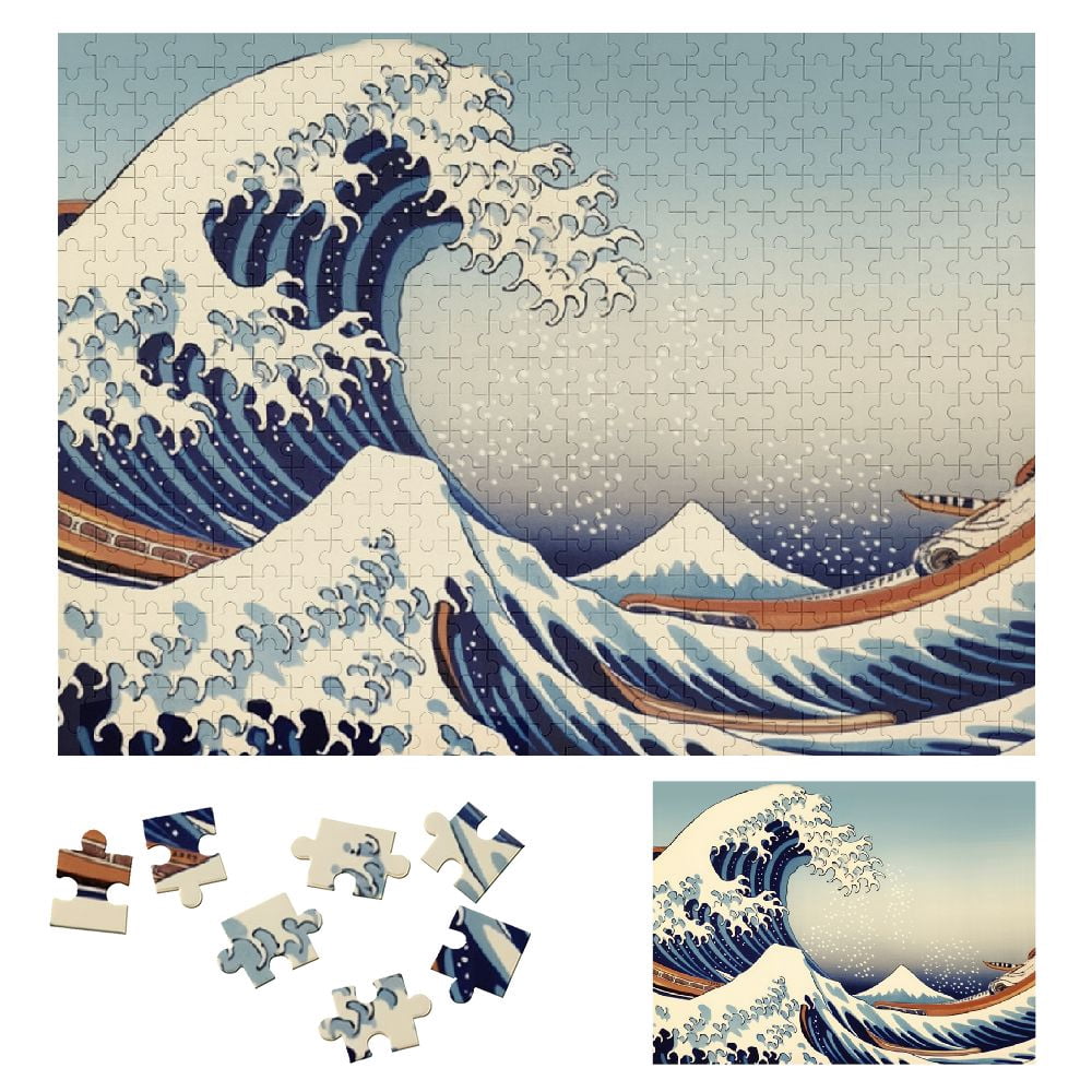 JEUXUS Wave, Great Wave, Kanji Island Wooden Puzzle Game Toy Gift 500 ...