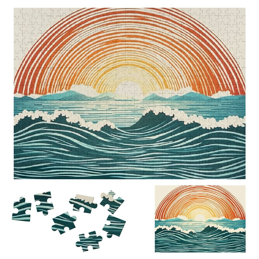 JEUXUS Waves Ocean Sun Wooden Puzzle Challenging Difficult Wood Puzzles ...