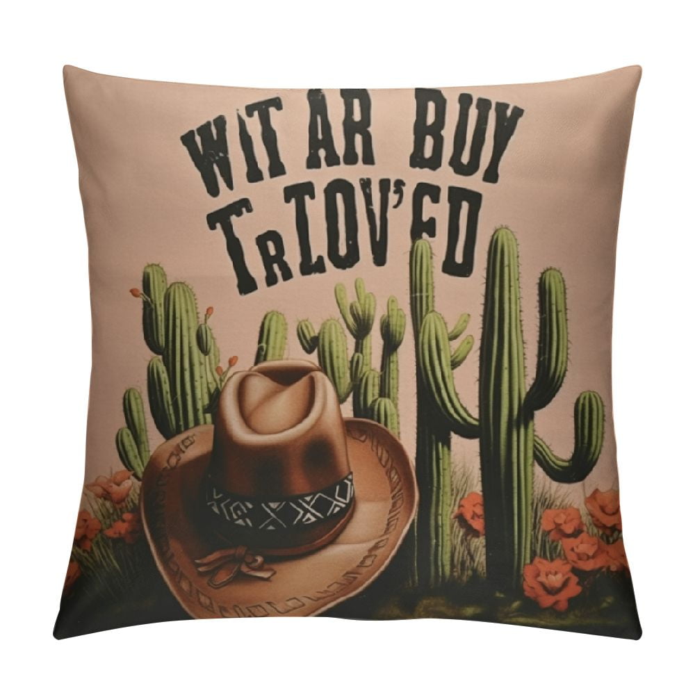 JEUXUS Western Retro If I Was A Cowboy I'd Be Wild and Free Cactus ...