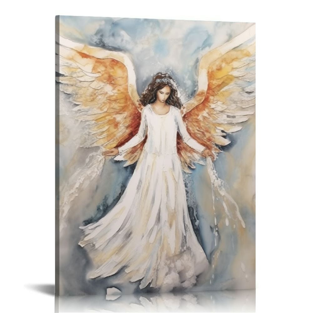 JEUXUS White Guardian Angel Wall Art Angel Wings Poster Guardian God ...