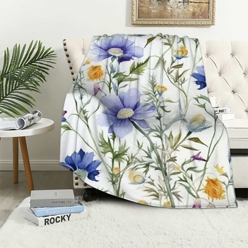 JEUXUS Wildflowers Floral Throw Blanket for Girls Women Colorful ...