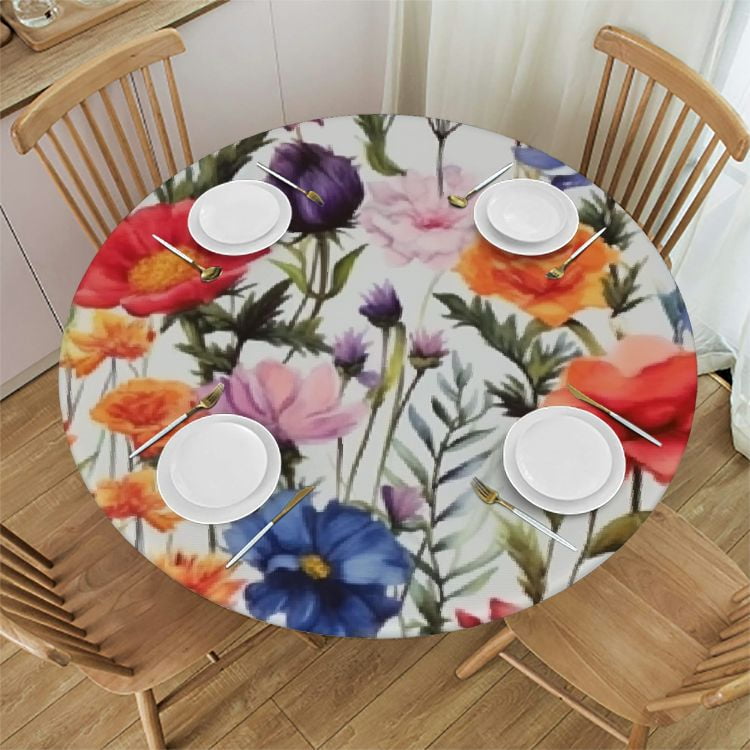 JEUXUS Wildflowers Round Table cover,Watercolor Poppy Cornflower Table ...