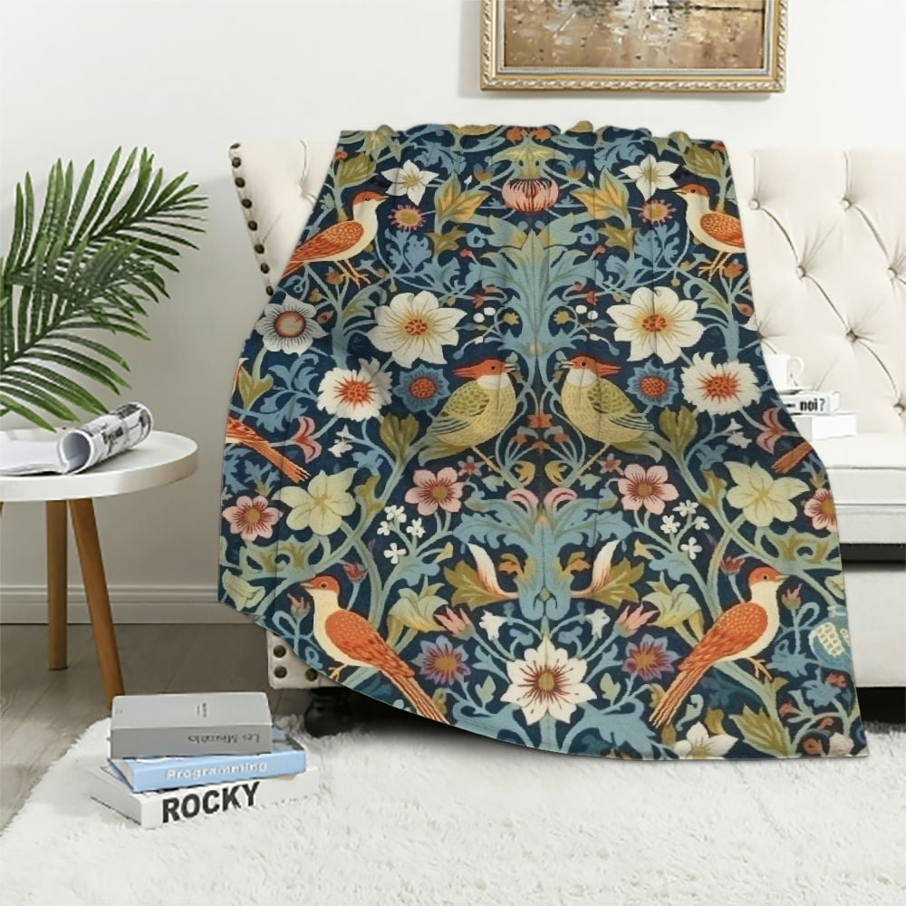 JEUXUS William Morris Floral Flannel Blankets, Vintage Flower ...