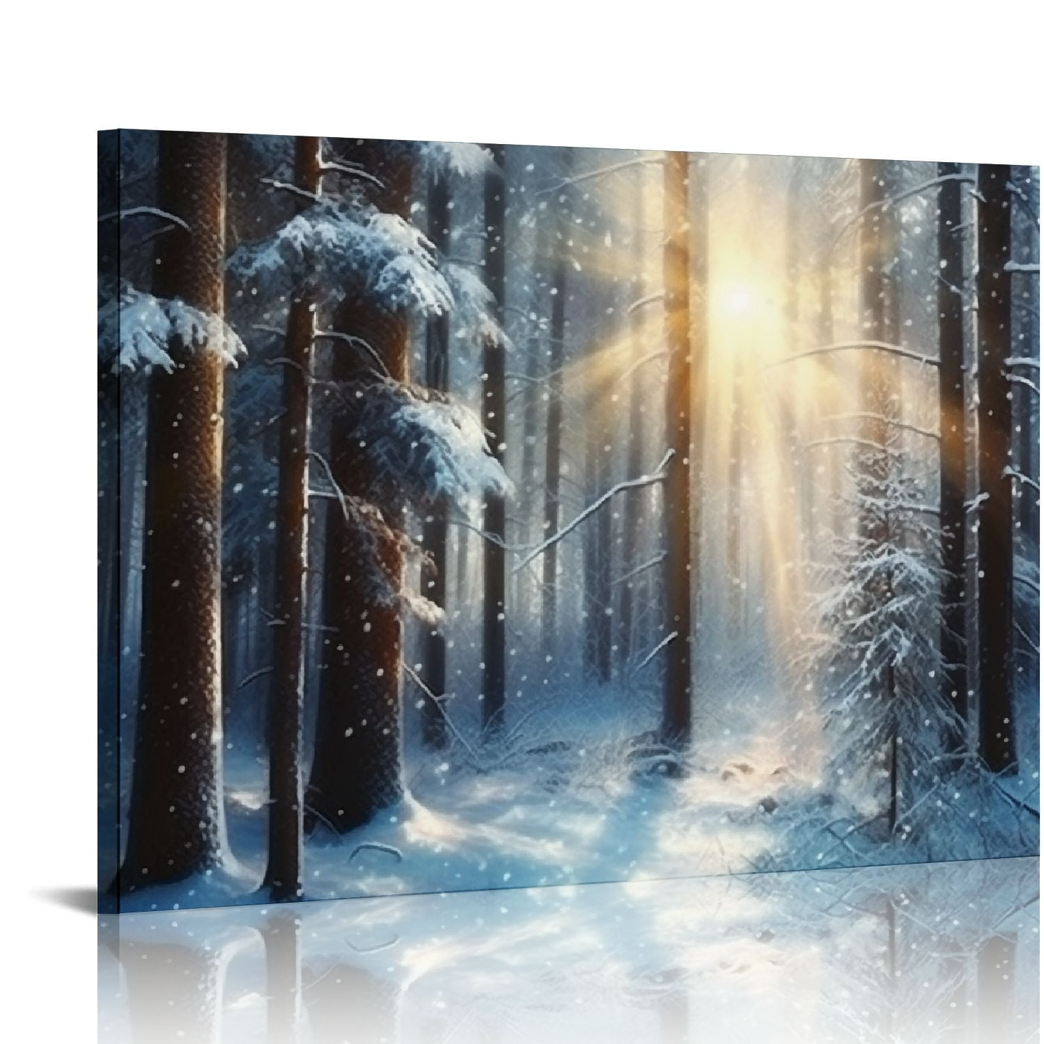 JEUXUS Winter Forest Landscape Wall Art for Bathroom Nature Jungle ...