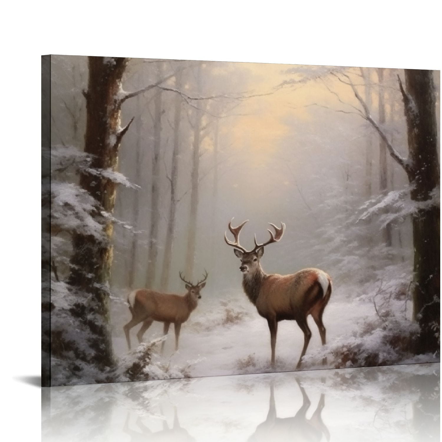 JEUXUS Winter Landscape Canvas Print Wall Art - Mystic Forest ...