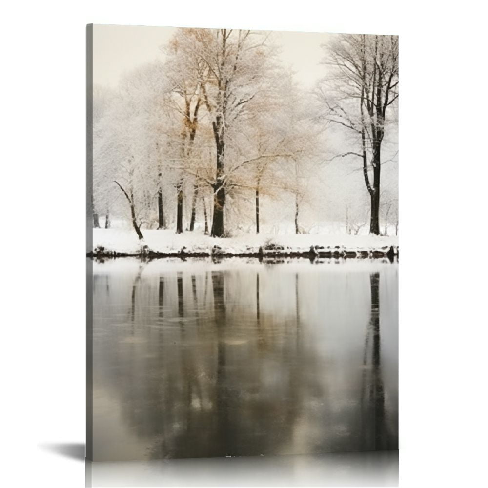JEUXUS Winter Wonderland Canvas Wall Art for Home Decor - Snowy Trees ...