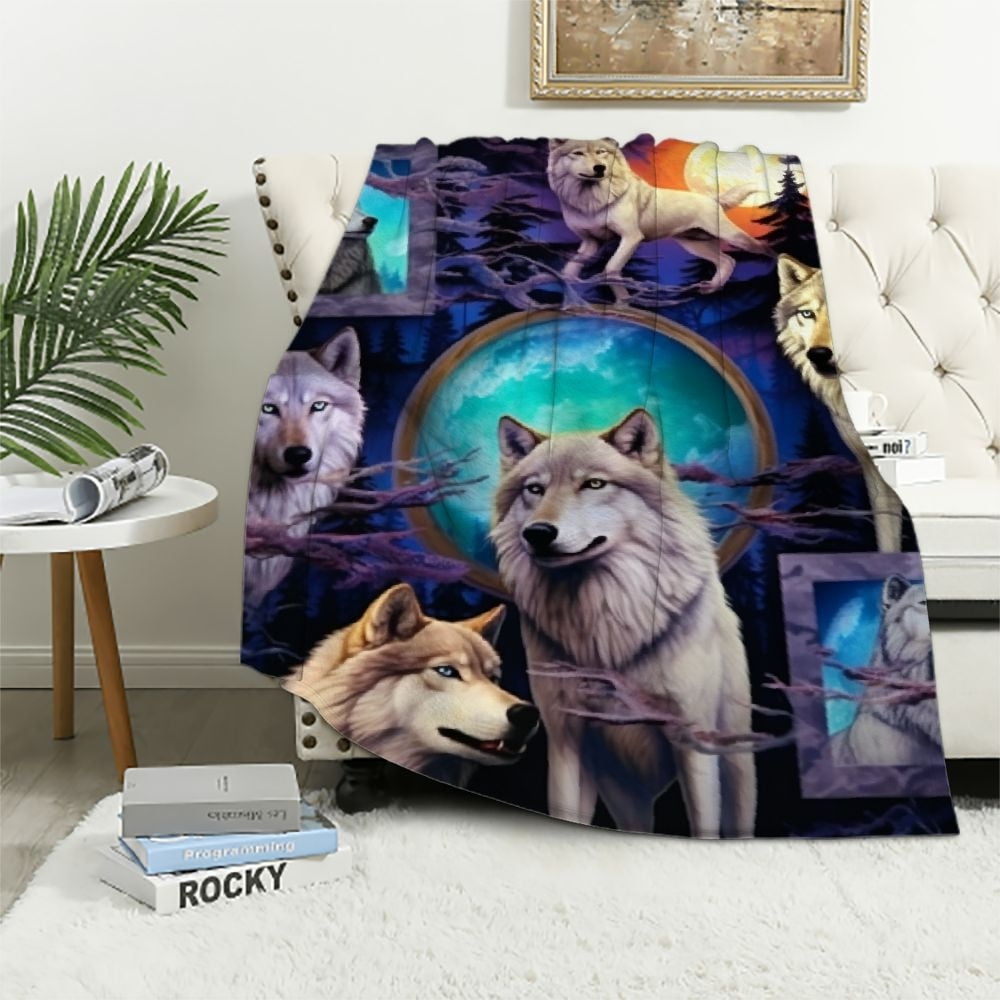 JEUXUS Wolf Blanket,Wolf Gifts for Men Throw Blanket, Wolf Gifts for ...