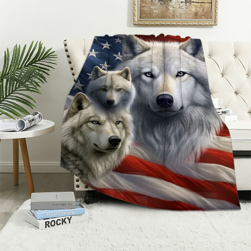 RUIYC Wolves and Blanket for Bed, Eagle Throw Blanket for Men, Women ...