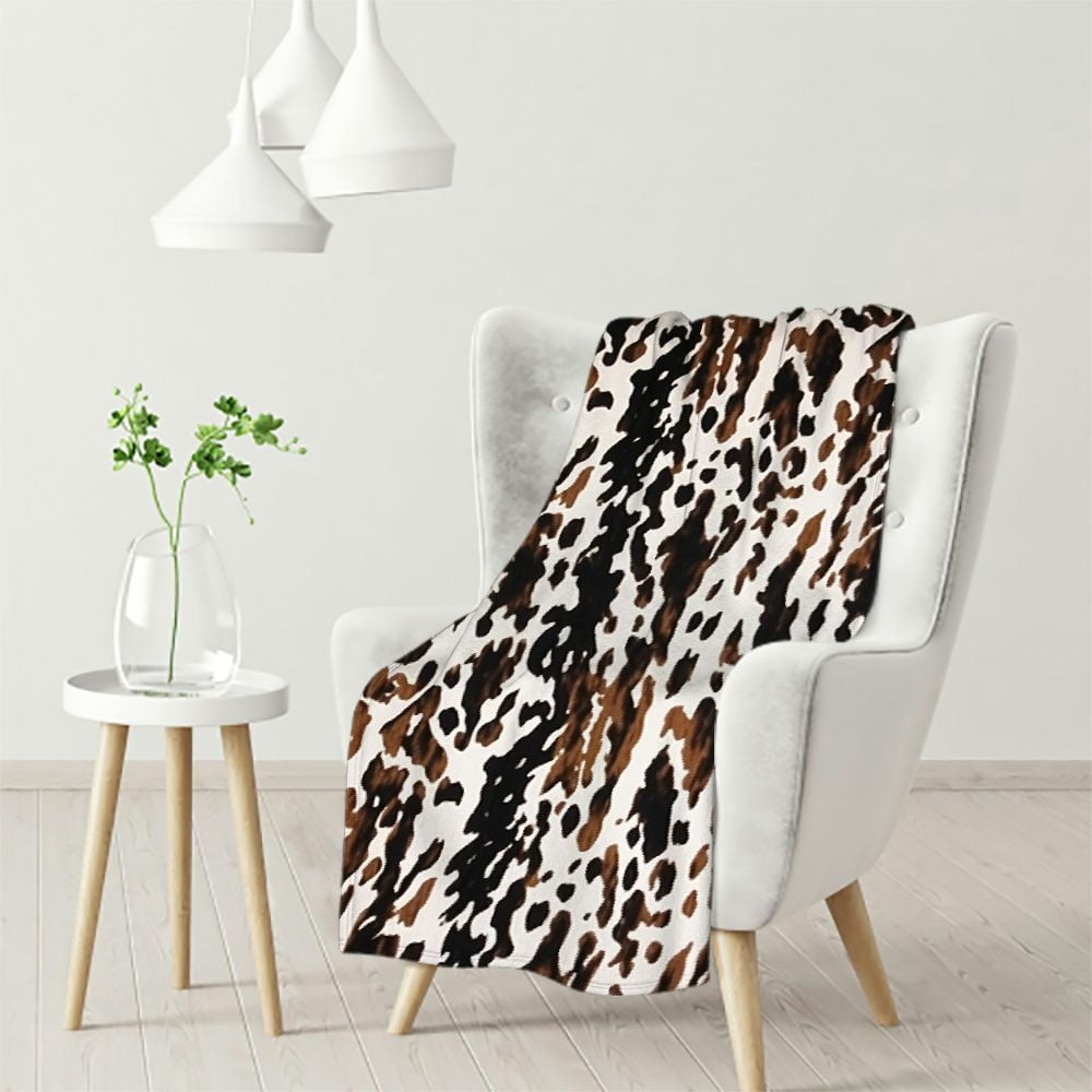 JEUXUS Wrangler Black and Brown Cowhide Extra Plush Sherpa Throw ...