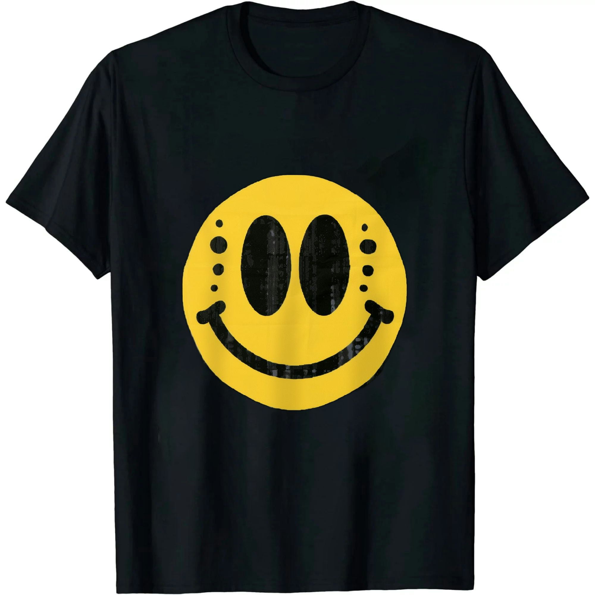 JEUXUS Yellow Smile Face Shirt Cute Checkered Pattern Smiling Happy T ...