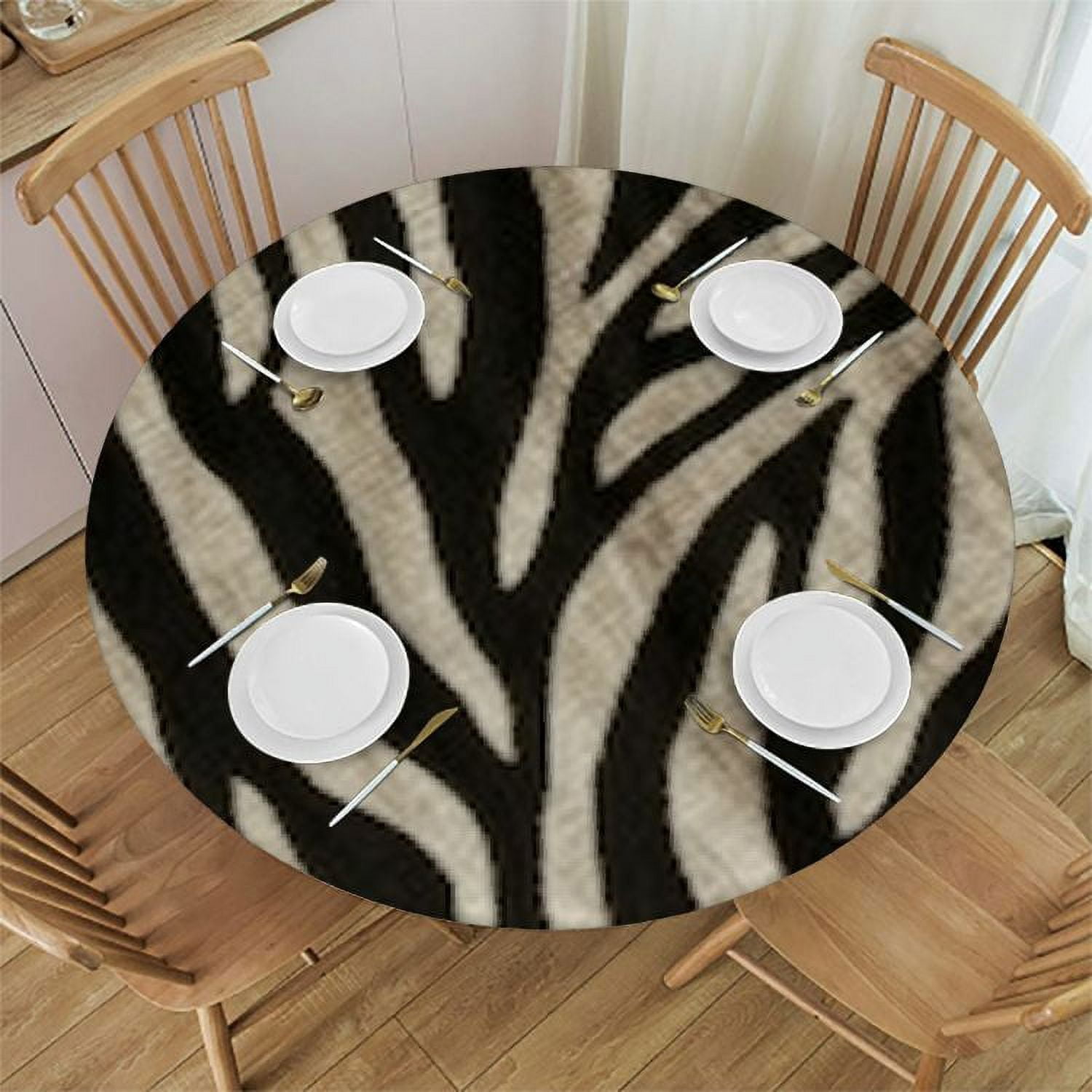 JEUXUS Yellow Tiger Skin Tablecloth Round Africa Animal Stripes Print ...