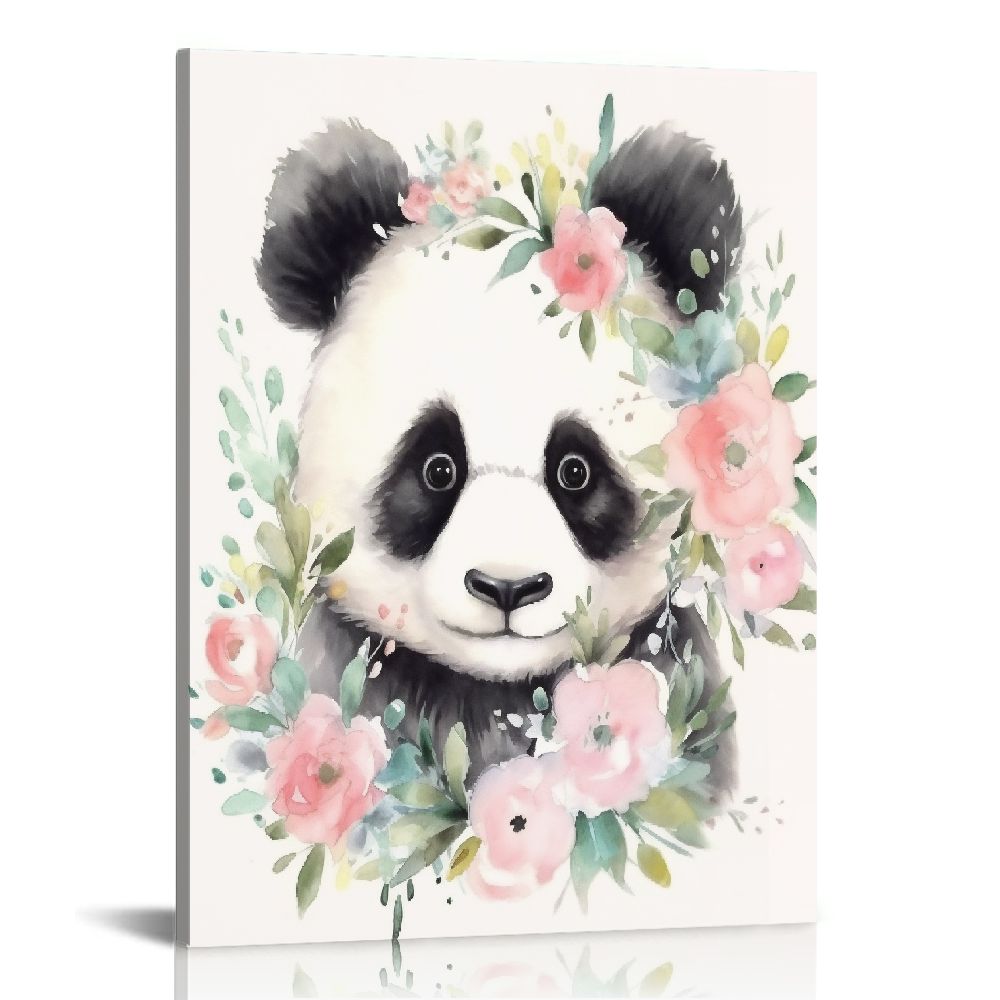 JEUXUS Young Panda Canvas Wall Art Animals Cute Baby Panda Canvas ...