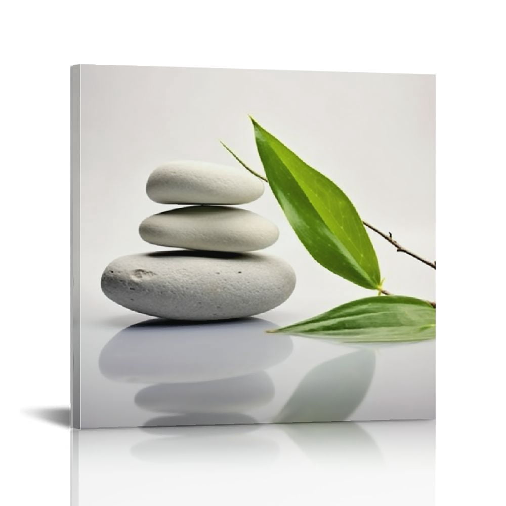 JEUXUS Zen Canvas Wall Art Featuring Still Life Green Bamboo and White ...