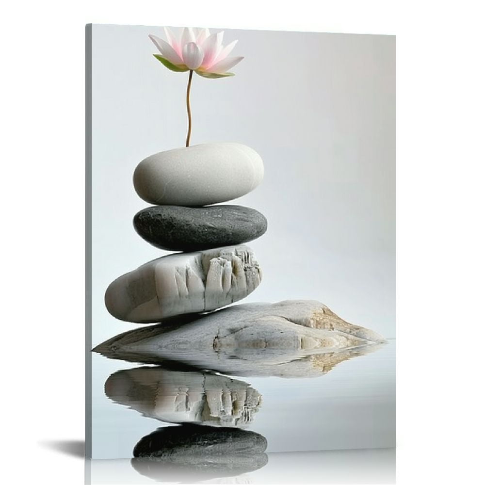 JEUXUS Zen Canvas Wall Art Lotus Flower Stones Pictures Spa Water ...