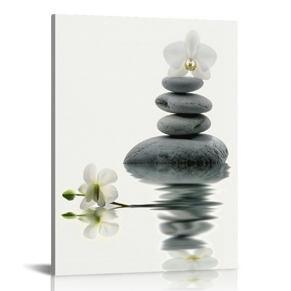 JEUXUS Zen Wall Art Set Spa Meditation Zen Pebbles White Orchid Picture ...