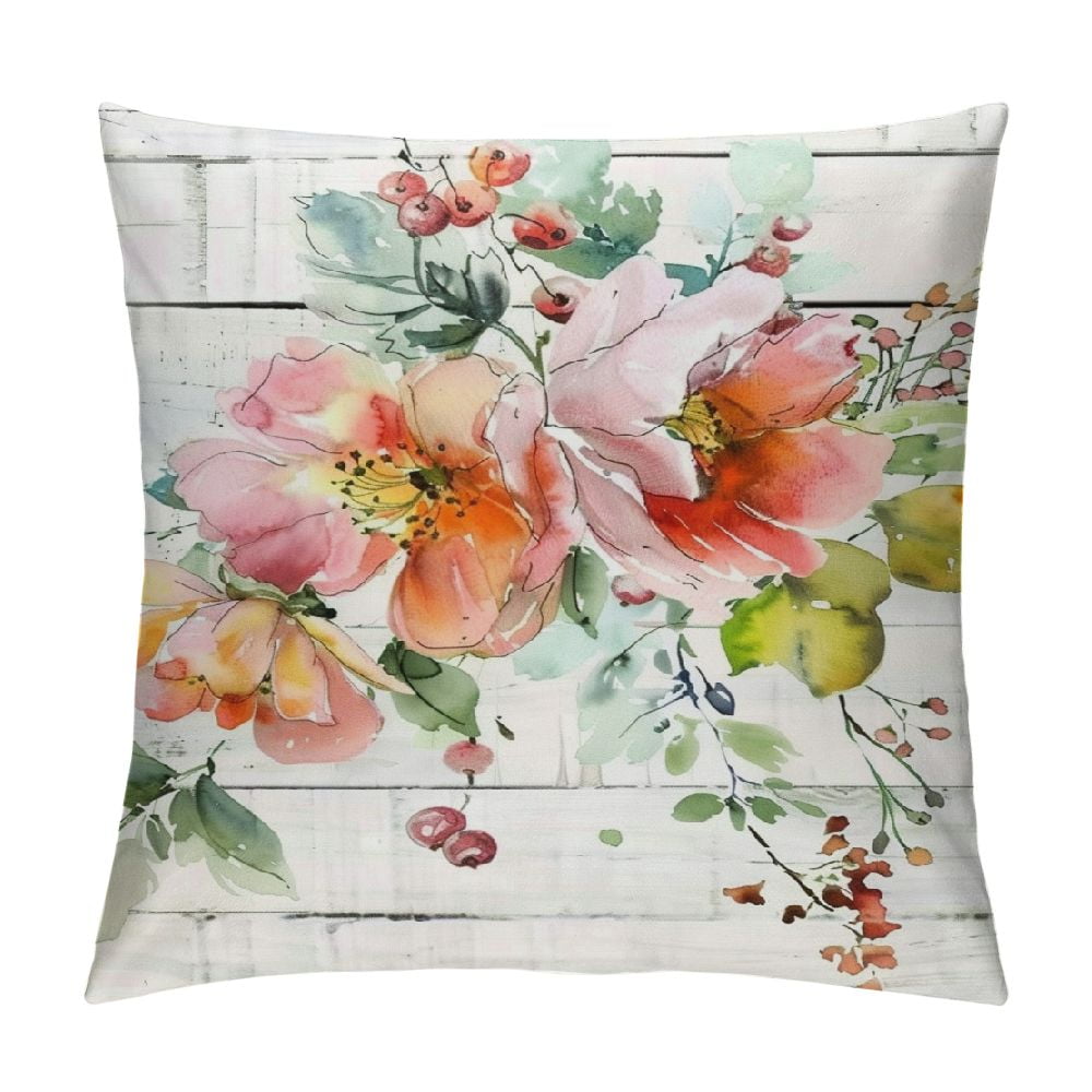 RUIYC Zipper Closure Flower Picture Modern Pink Rose Botanical Print ...