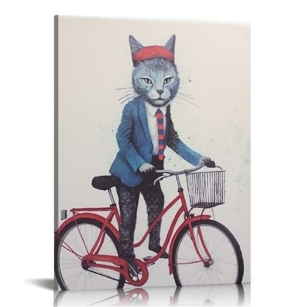 JEUXUS wall art cat on bike abstract pop art 16x20 in print - Walmart.com