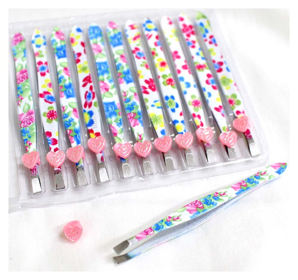 JEWEL TOOL (12 Pack) 3.5" (8.89 cm) Straight Tip Salon Tweezers ...