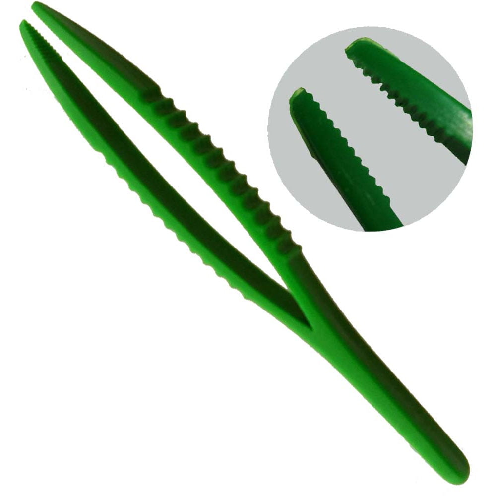 JEWEL TOOL (6 Pack) 5" (12.7cm) Green Plastic Tweezers | Lightweight ...