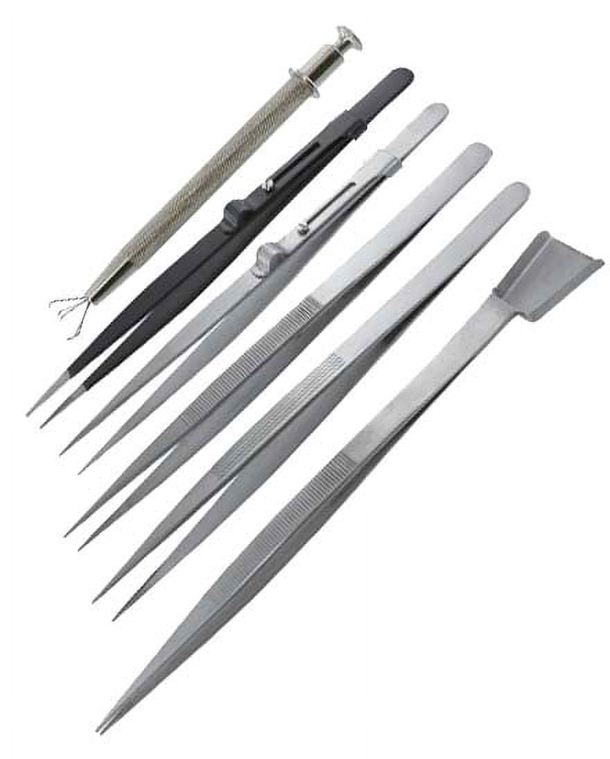 JEWEL TOOL 6-Piece Diamond Handling Tweezer Set | Stainless Steel | 5 ...