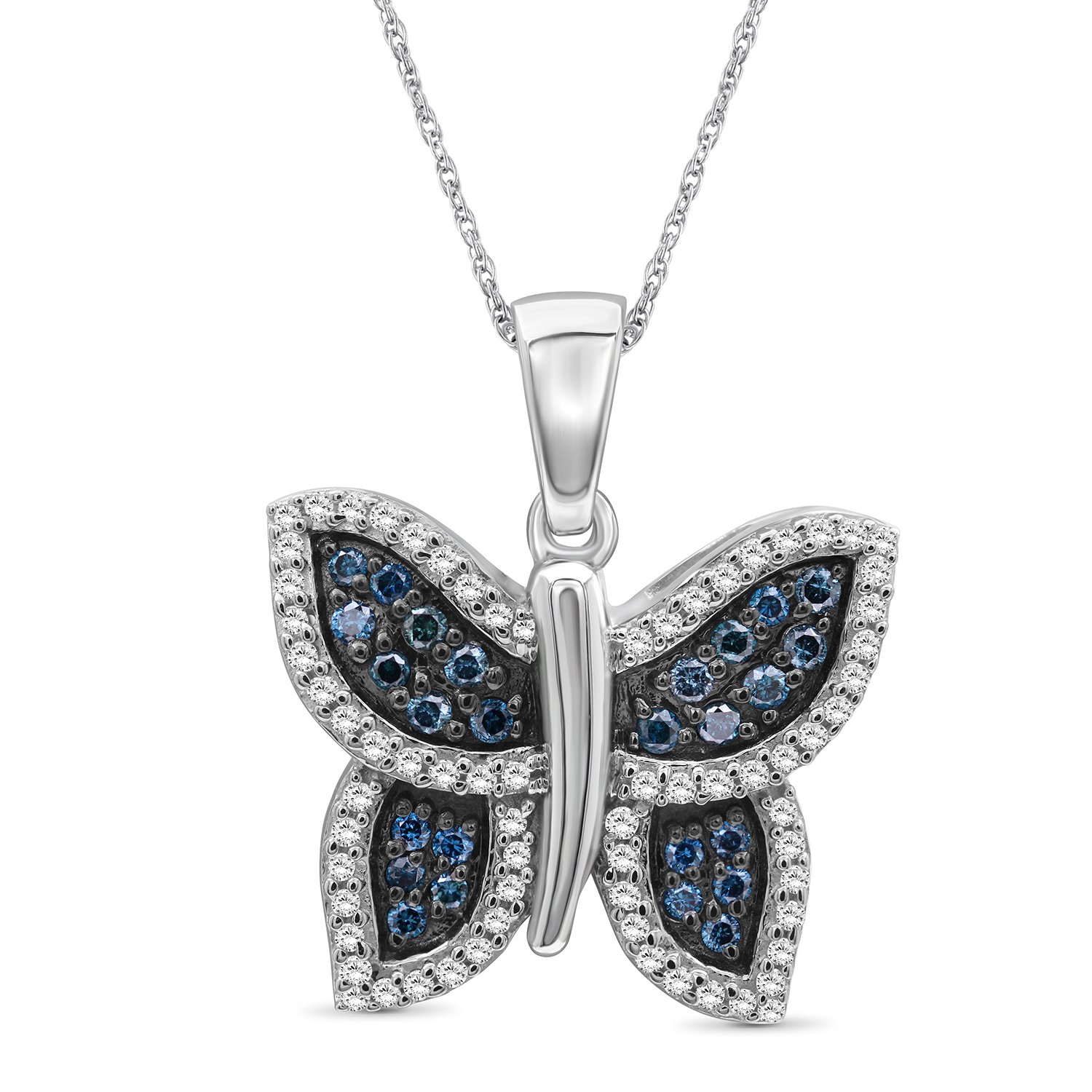 Diamond Accent Sterling Silver Butterfly Pendant, 18" - Walmart.com