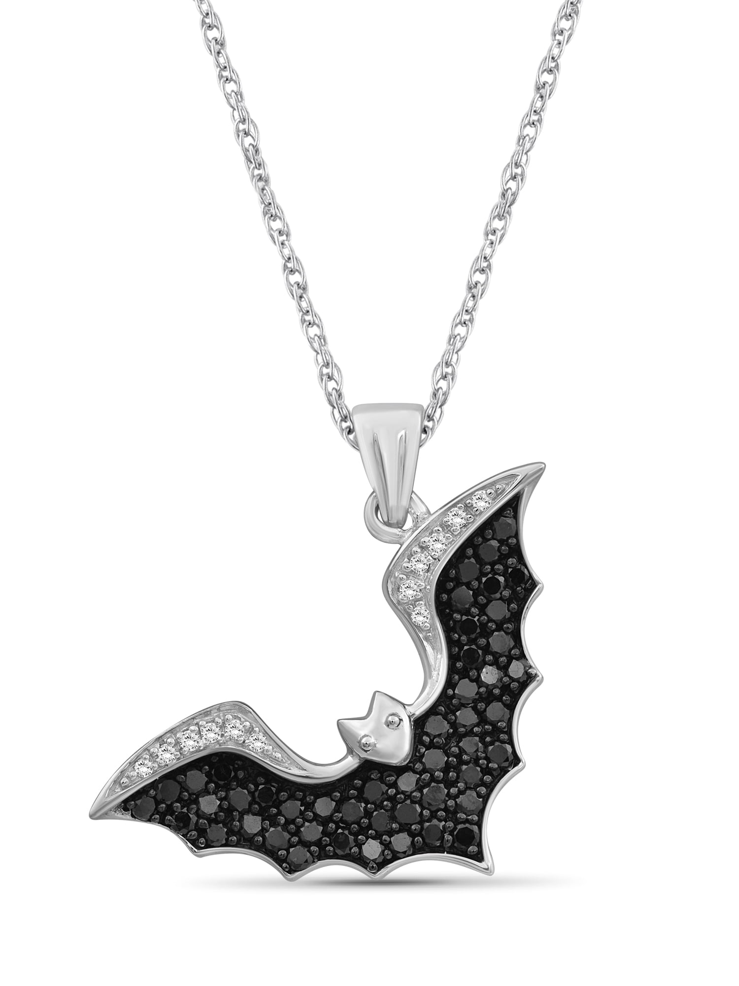 JEWELEXCESS Diamond Bat Necklace Halloween Jewelry – 1 CTW Black and ...