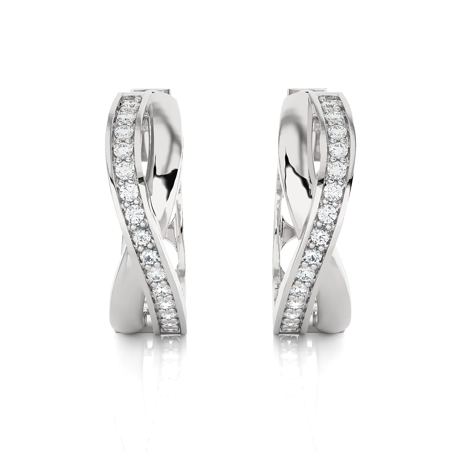 JEWELIX Moissanite Hoop Click Top Mobius Earrings 18K White Gold Plated ...