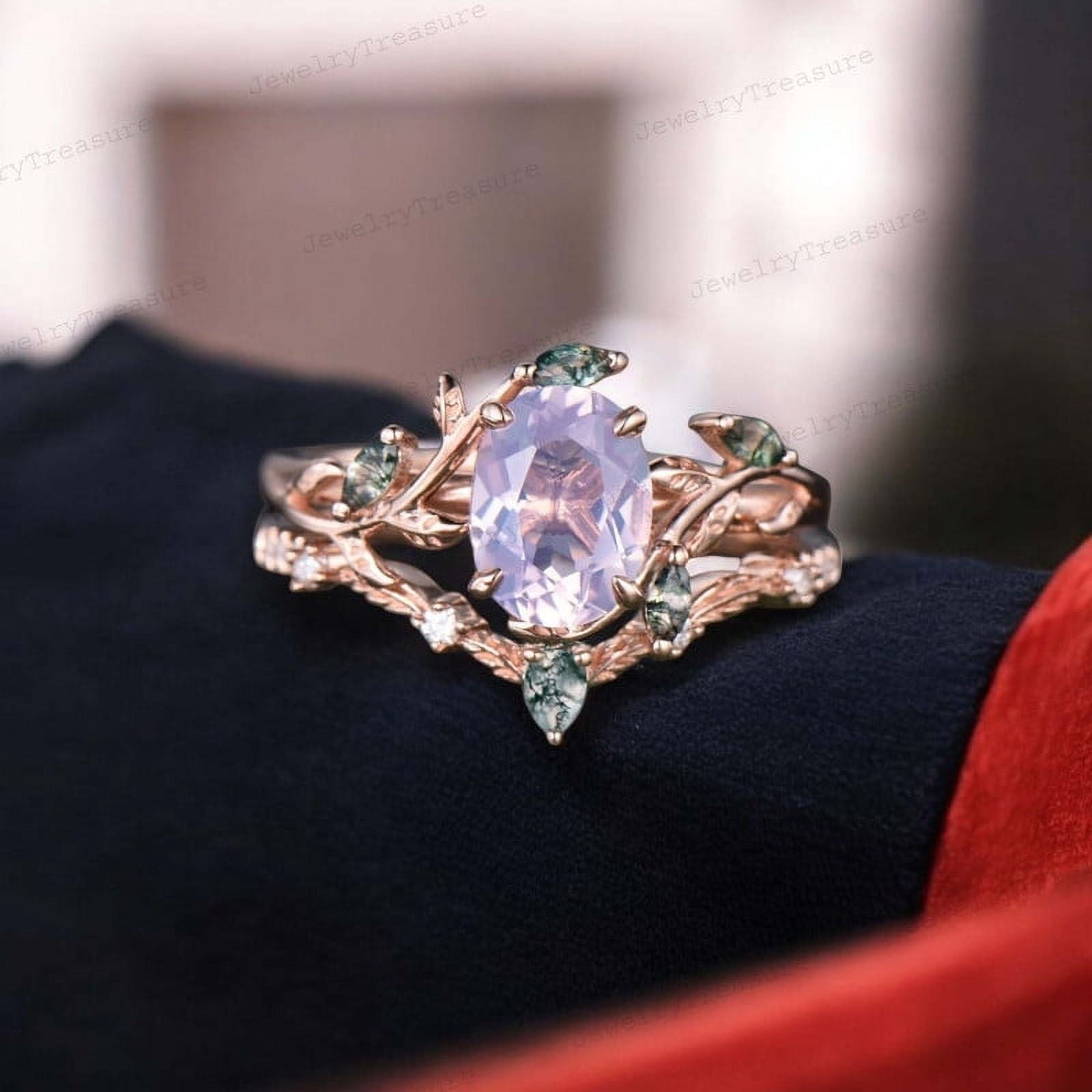JEWELRYTREASURE 8x6 mm / 1 Ct Lavender Sapphire Engagement Ring Set 14k ...