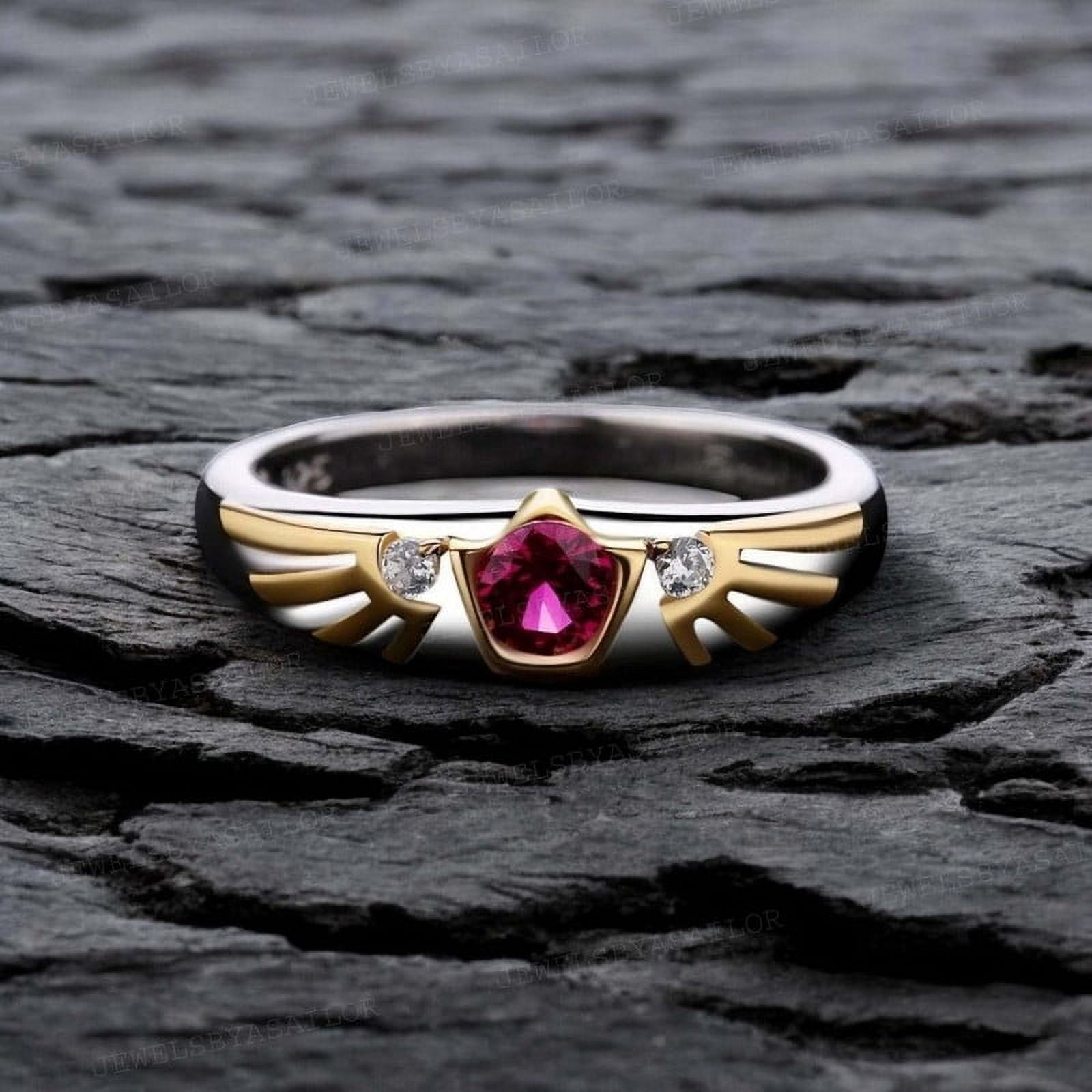 JEWELSBYASAILOR 3MM Ruby Anime Ring / Moissanite Engagement Jewelry ...