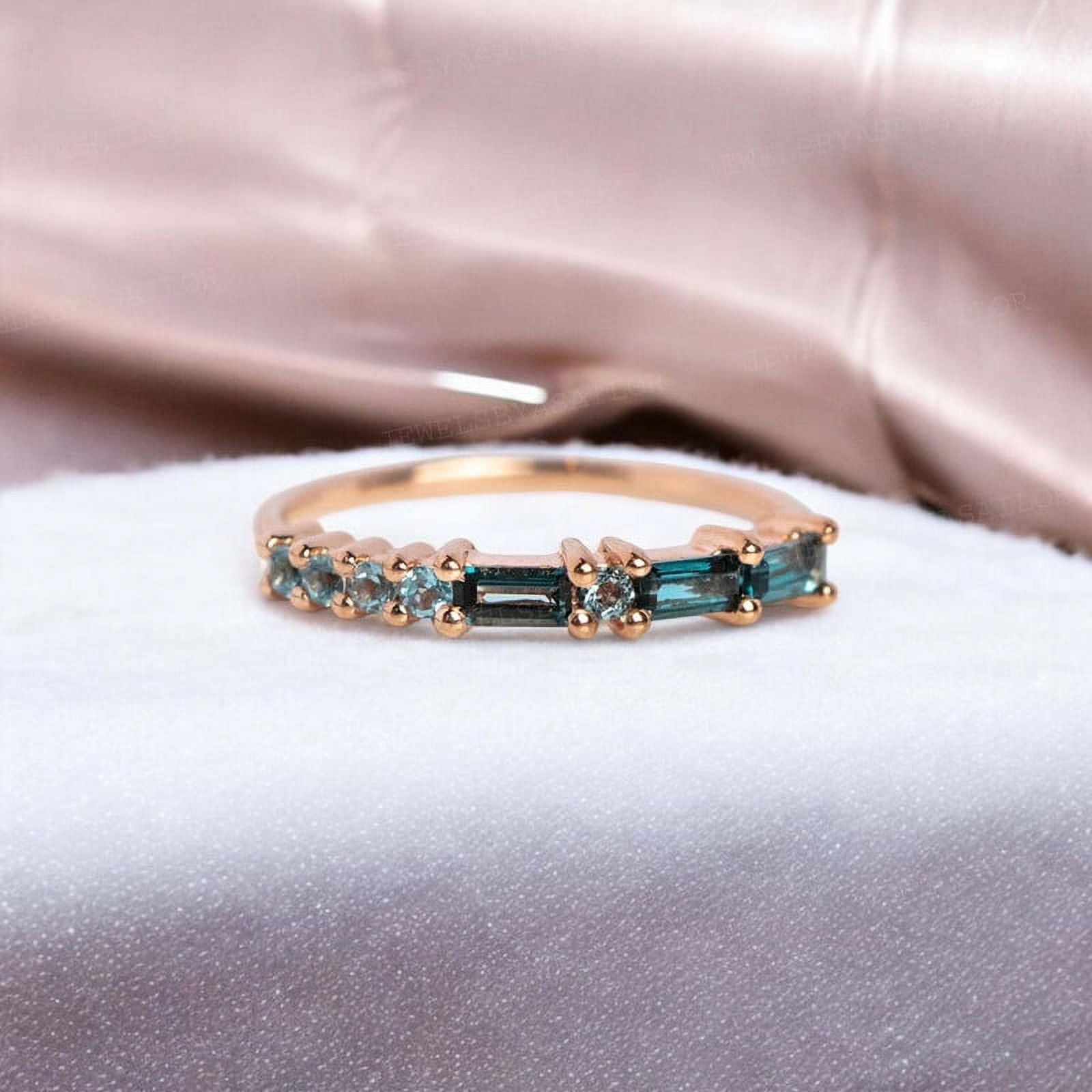 JEWELSBYASAILOR 4X2MM Baguette Blue Topaz Ring / Aquamarine Bridal Ring ...