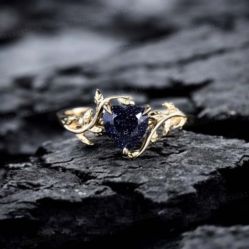 JEWELSBYASAILOR Galaxy Blue Sandstone Ring / Nature-Inspired Twig Ring ...