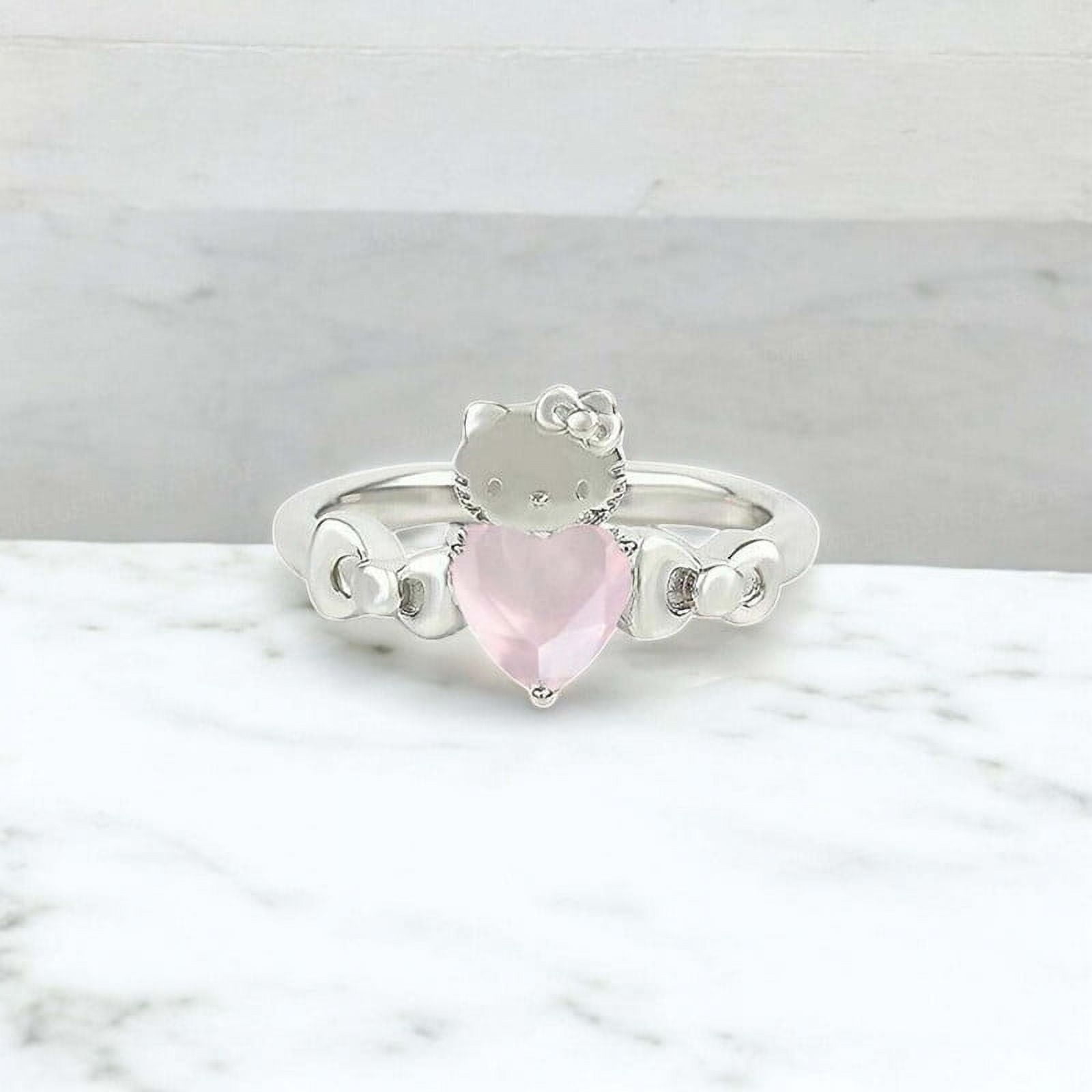JEWELSBYASAILOR Hello Kitty Statement Ring / 6 MM lab Grown Rose Quartz ...