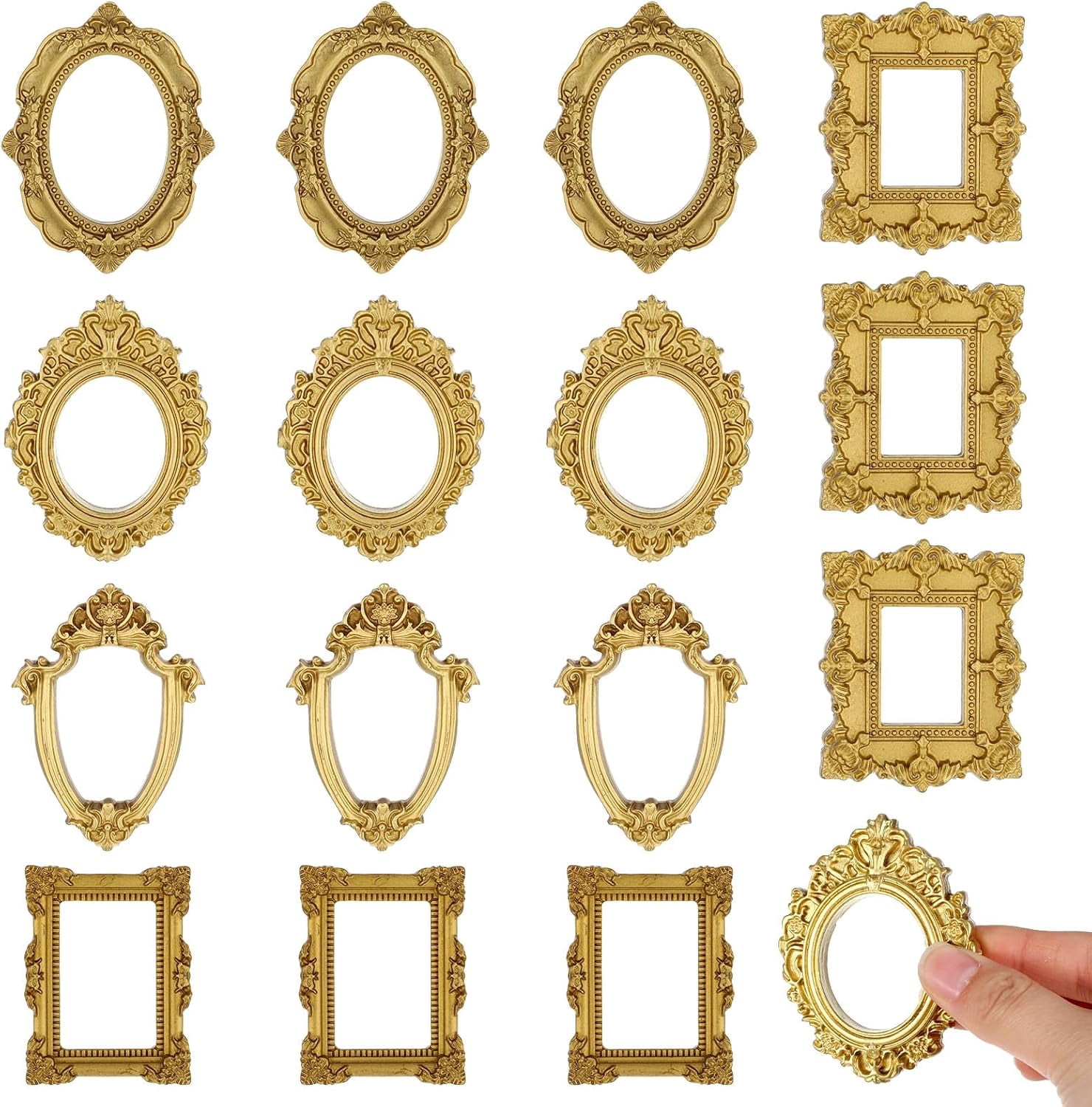 JEWLALO 15PCS Vintage Mini Picture Frames Baroque Small Gold Frames ...