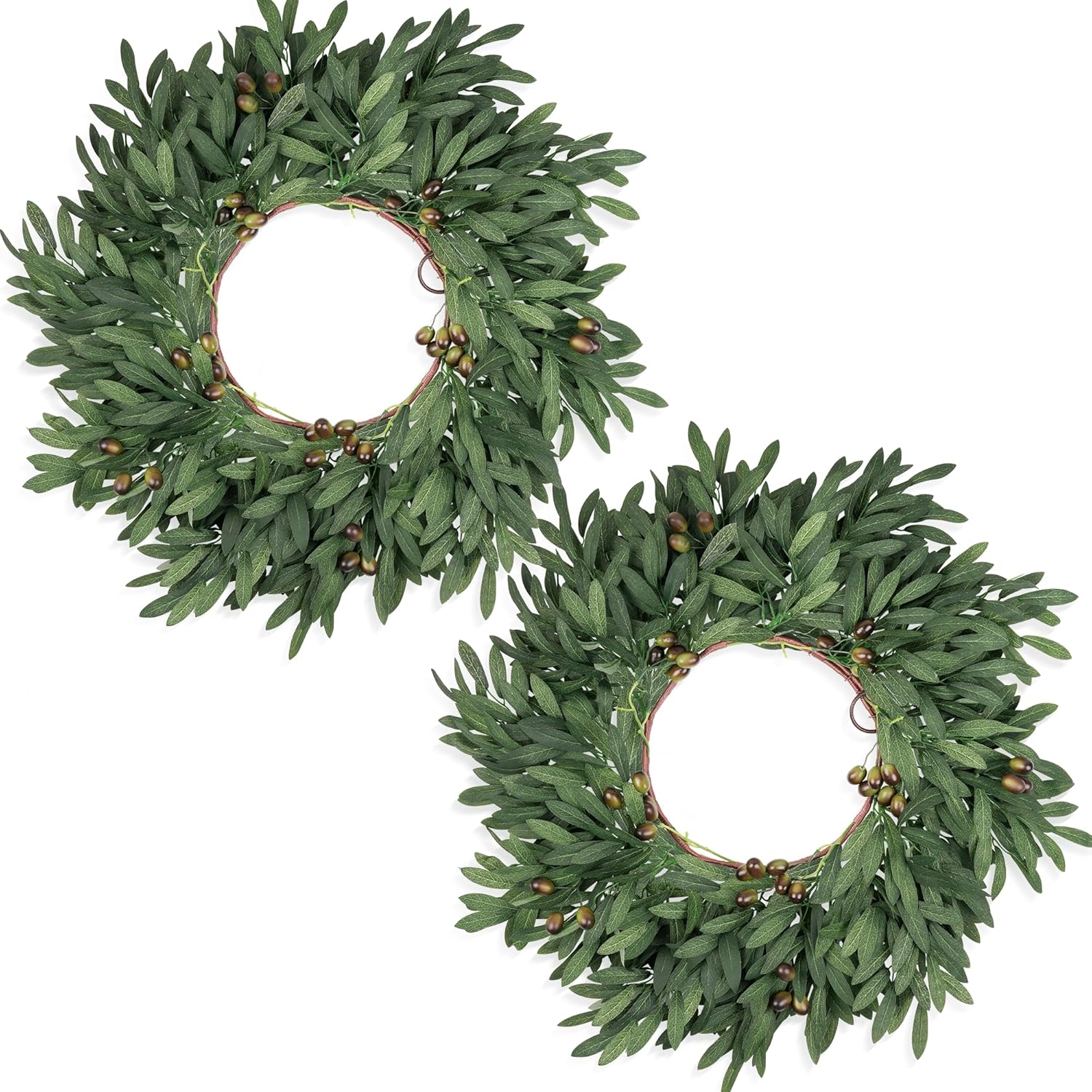 JEWLALO 22" Olive Wreaths for Front Door Set of 2, Artificial Spring ...